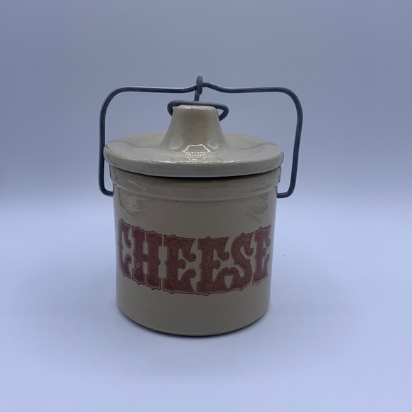 Vintage | Kitchen | Vintage Cheese Crock Pottery Jar Wire Bail Clamp ...